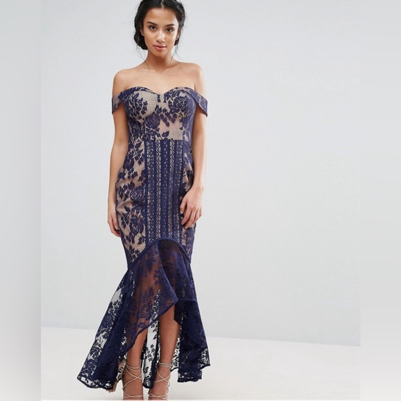 Jarlo London | Dresses | Jarlo Londonjuliet Navy Lace Off The Shoulder ...